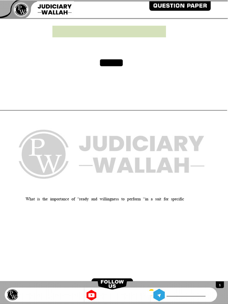 RJS - Mains Test Paper-5 - PW Judiciary Wallah | PDF | Leasehold Estate ...