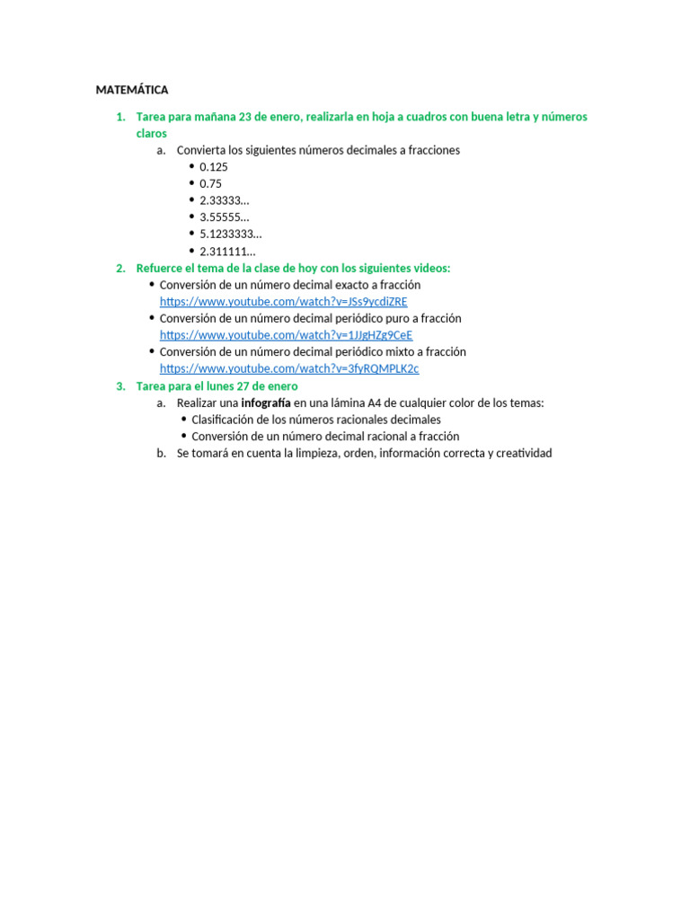 Tarea de Clases de Decimales y Conversion | PDF