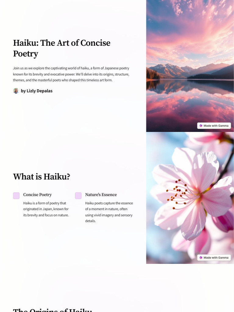 Exploring Haiku: Art of Concise Poetry | PDF | Haiku | Poetry