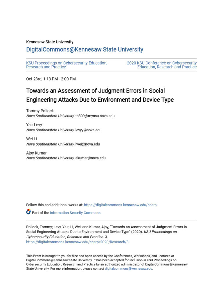Towards An Assessment of Judgment Errors in Social Engineering Attacks ...