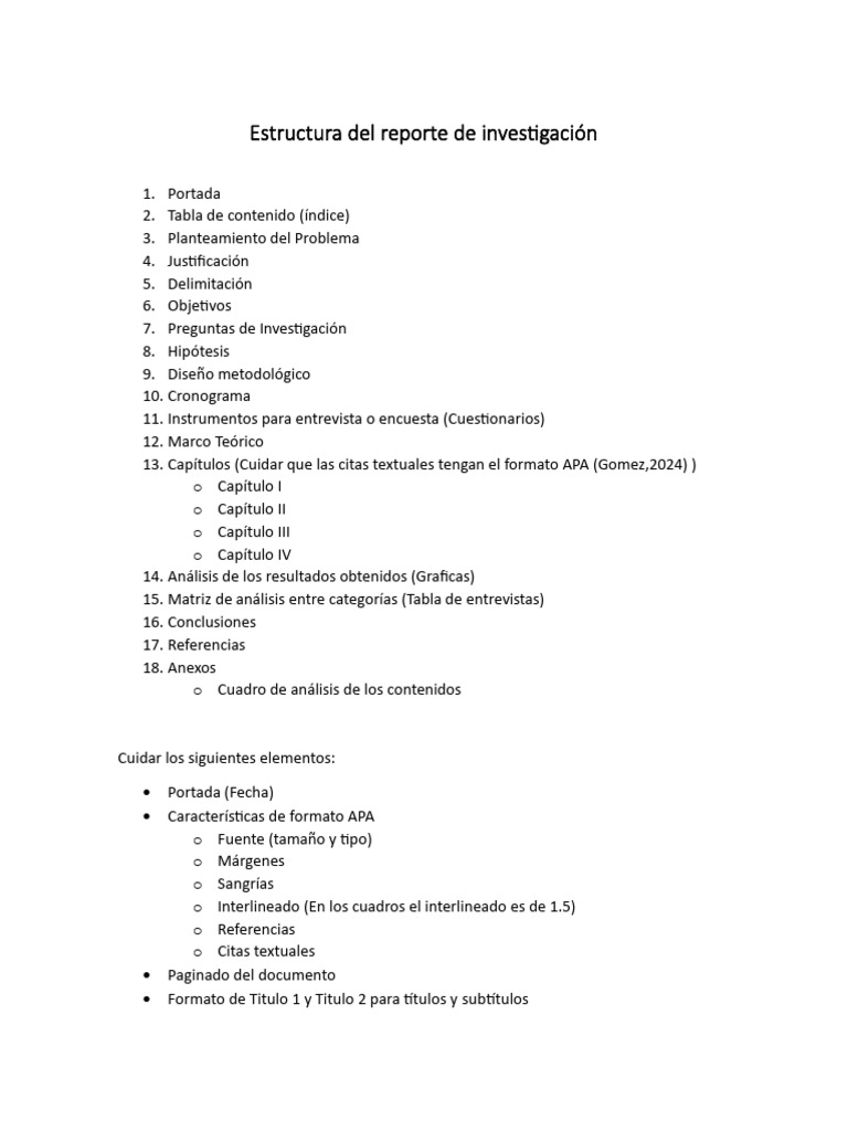 Estructura Del Reporte de Investigación | PDF