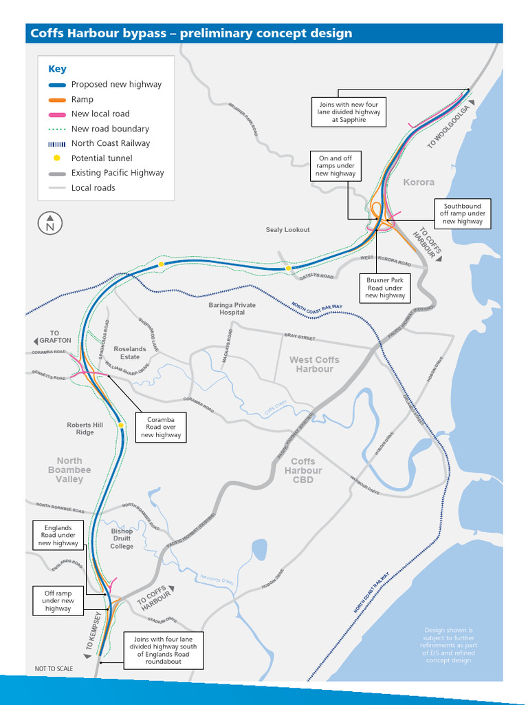 Coffs Harbour Bypass Concept Map | PDF | Road | Transport Infrastructure