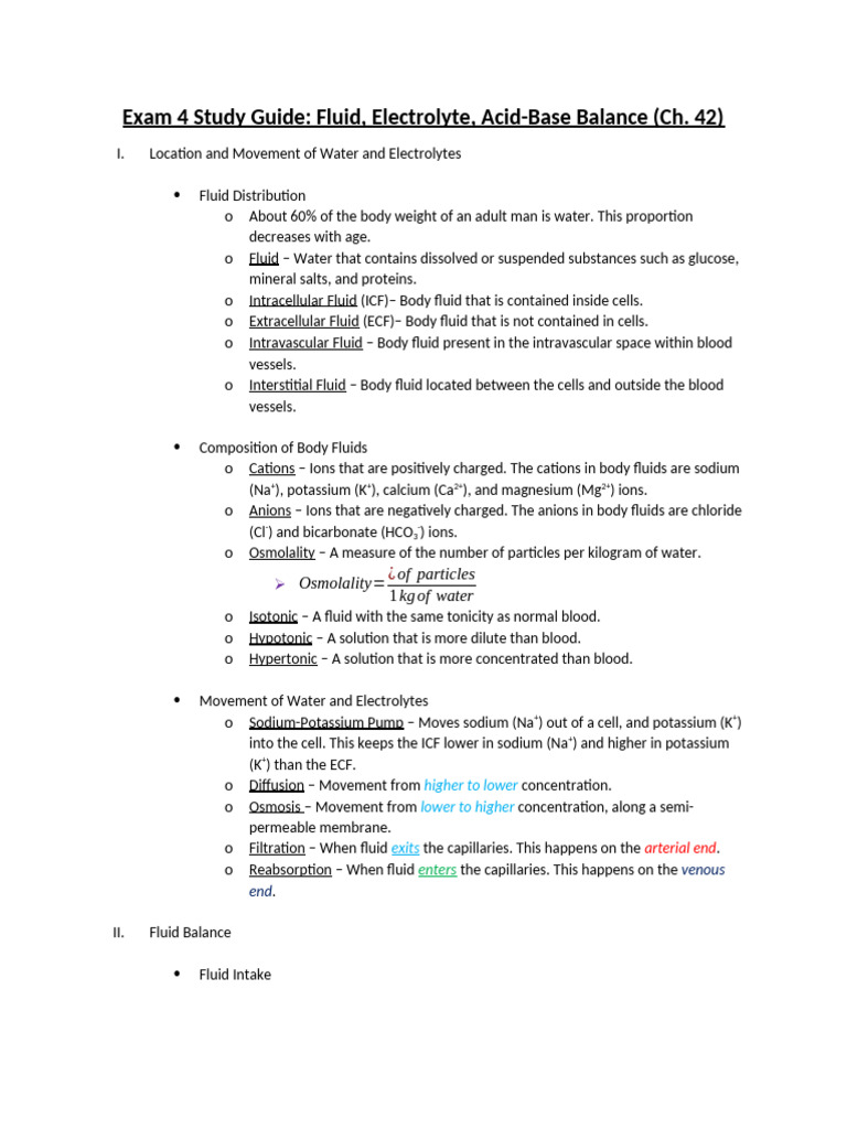 Exam 4 Study Guide Part 1 | PDF | Digestion | Intravenous Therapy