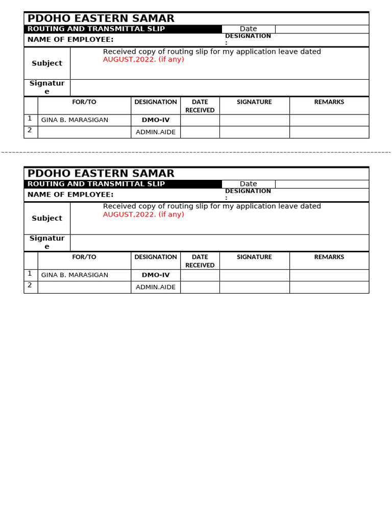 Transmittal Slip For HRH-PS | PDF