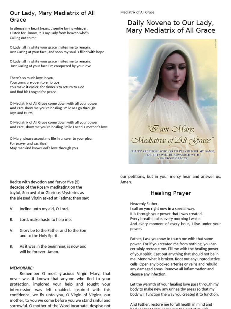 Daily Novena To Our Lady MEDIATRIX | PDF | Mary, Mother Of Jesus | Rosary