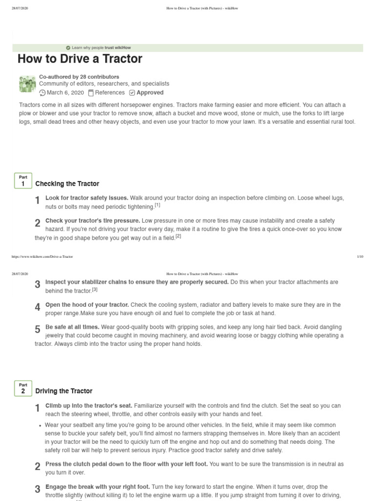 Step-by-Step Tractor Driving Guide | PDF | Tractor | Vehicle Technology