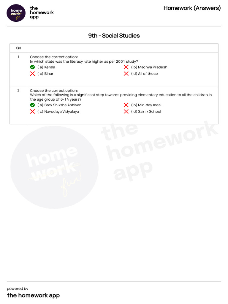 Answers - Homework - 9th - Social Studies - 2025-01-24T13 - 33 | PDF