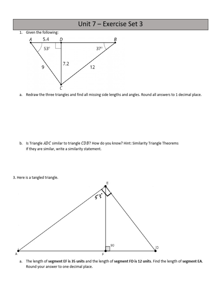 Unit 7 Exercise Set 3 | PDF