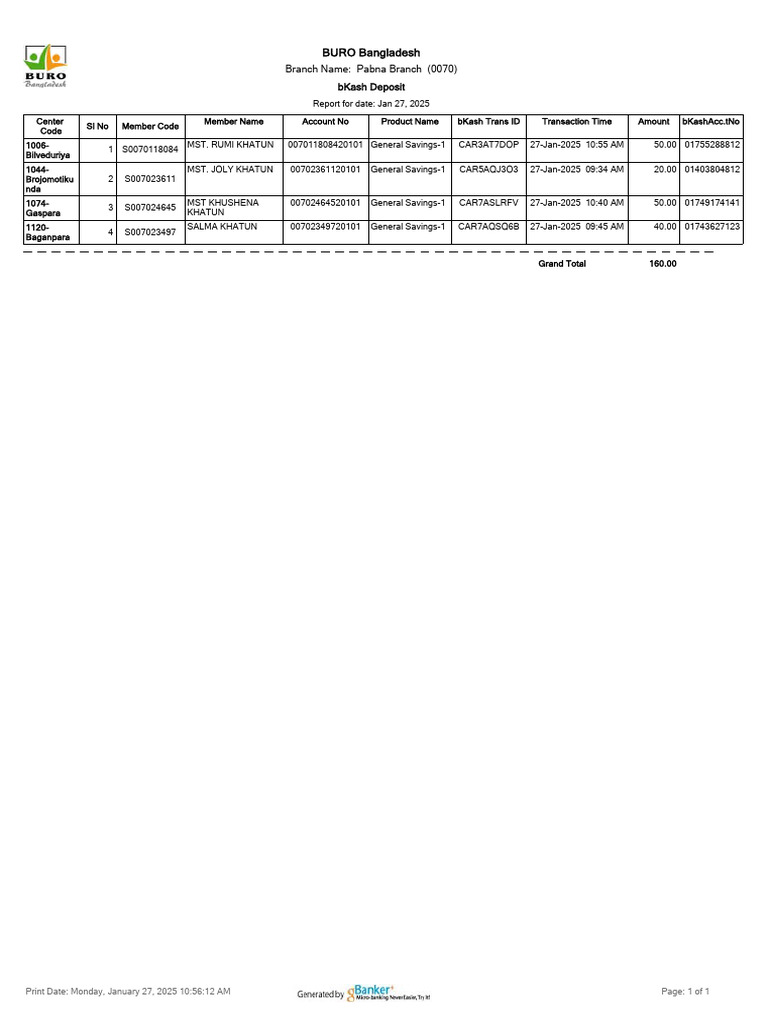 Getb Kash Transaction Log Report | PDF