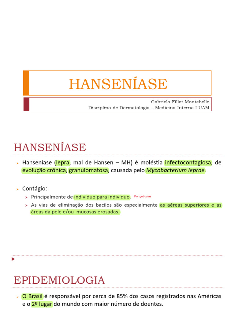 HANSENÍASE e DERMATOVIROSES | PDF | Lepra | Medicina Clínica