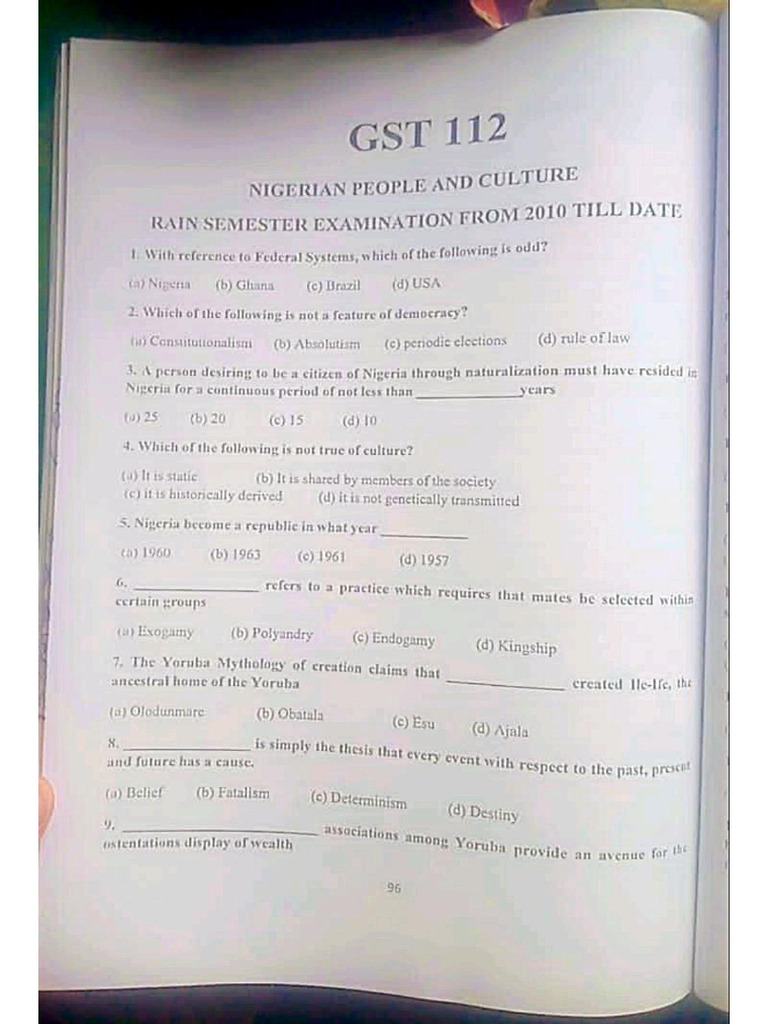 GST 112 PDF Questions | PDF