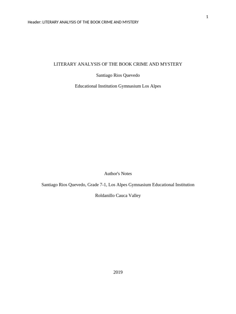 Literary Analysis of The Book Crime and Mystery | PDF | Robert Louis ...