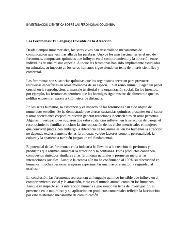 Feromonas: Atracción Humana y Animal | PDF