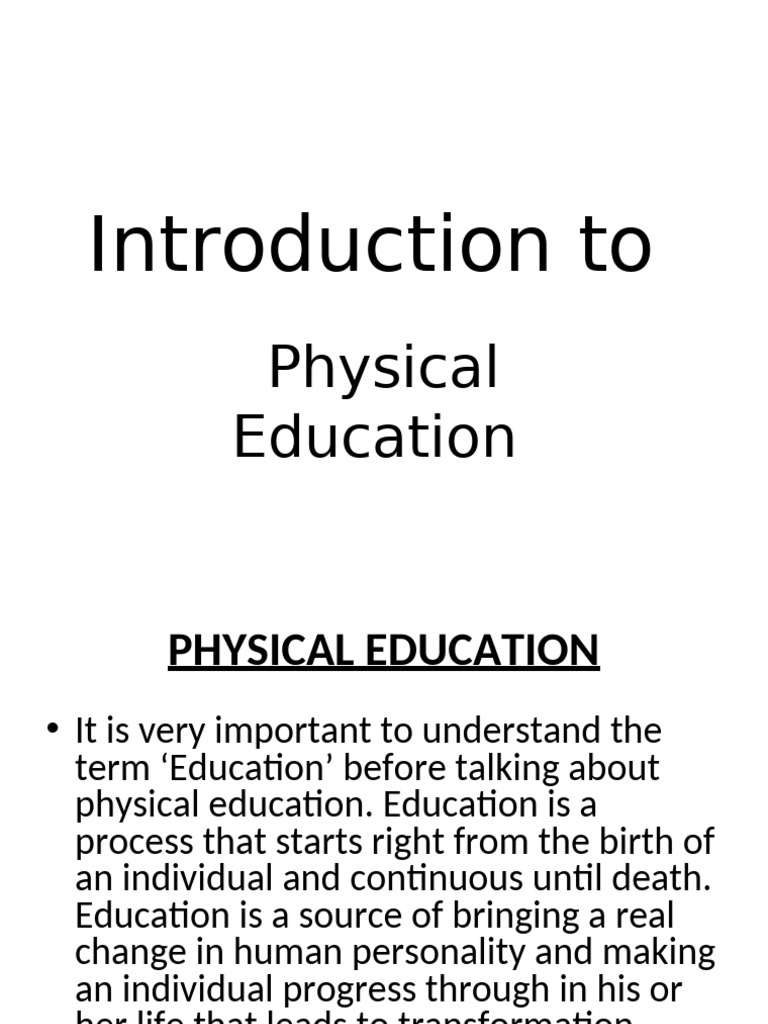 Introduction to PE | PDF | Physical Education | Tournament