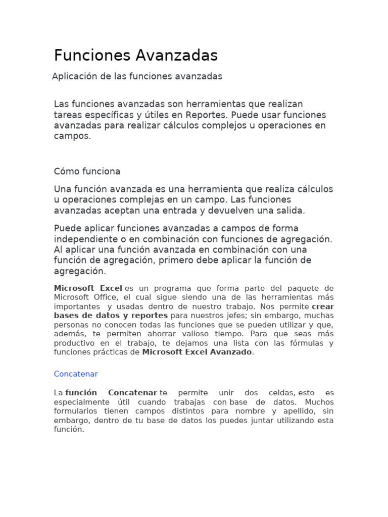 10 Funciones Avanzadas en Excel | PDF