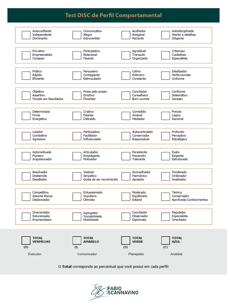 Teste DISC de Perfil Comportamental V Impressão | PDF