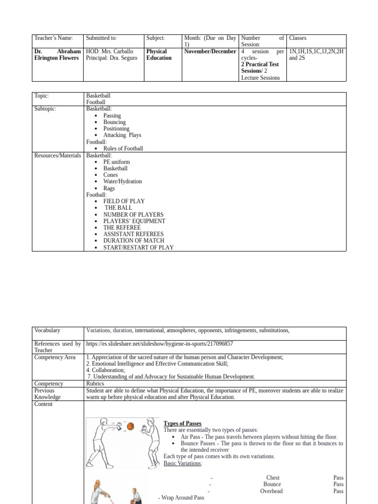 Lesson Plan 4 ( December Jaunary 2024) | PDF | Association Football ...