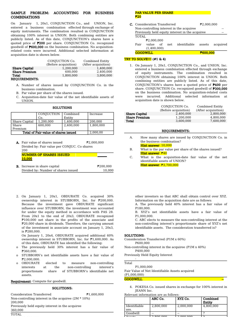 ABC-CHAPTER-2-1 | PDF | Mergers And Acquisitions | Goodwill (Accounting)