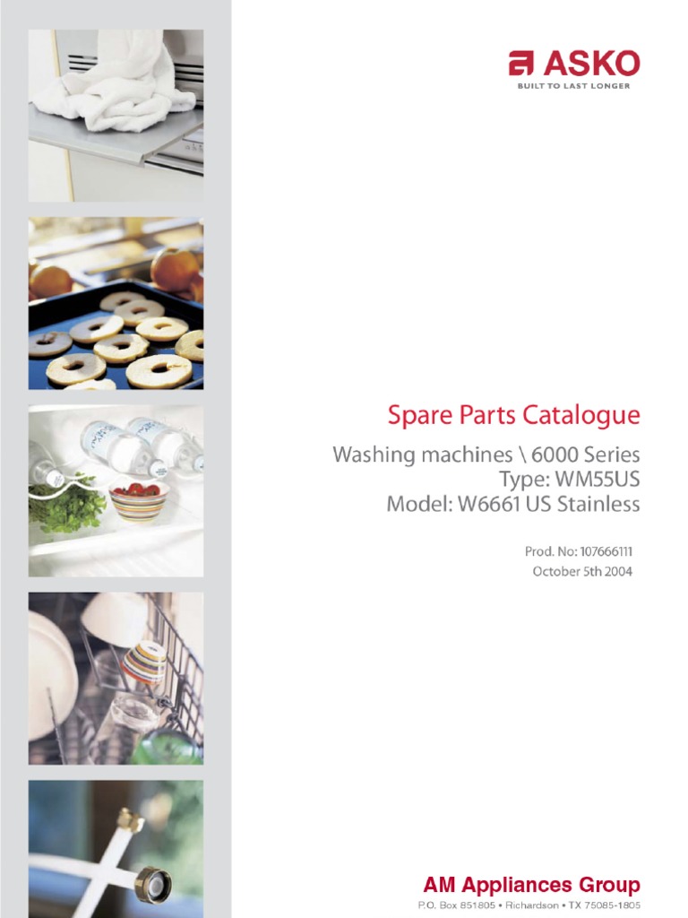 Asko W6661 (WM55US) STAINLESS Spare Parts Catalogue | PDF