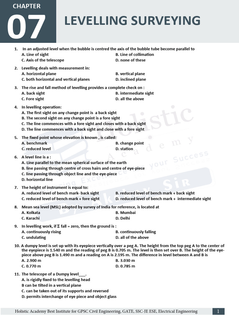 Chap-7 Levelling Surveying | PDF | Horizon