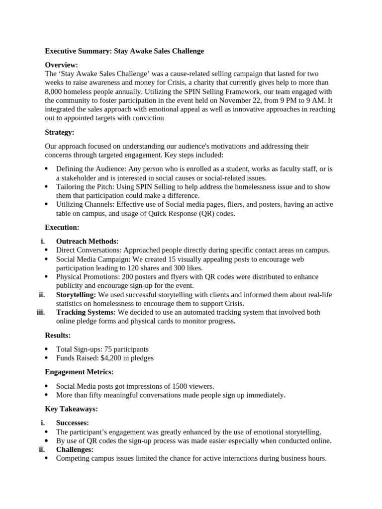 Stay Awake Sales Challenge | PDF | Social Media | Popular Culture ...