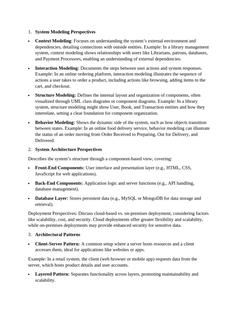 System Modeling Perspectives | PDF | Model–View–Controller | Client–Server Model
