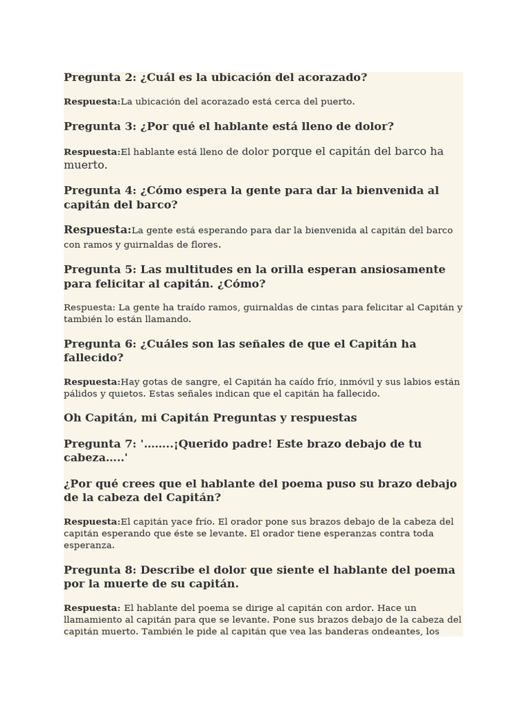 O Capitán, Mi Capitán Preguntas y Respuestas | PDF | Guerra civil americana | Abraham Lincoln