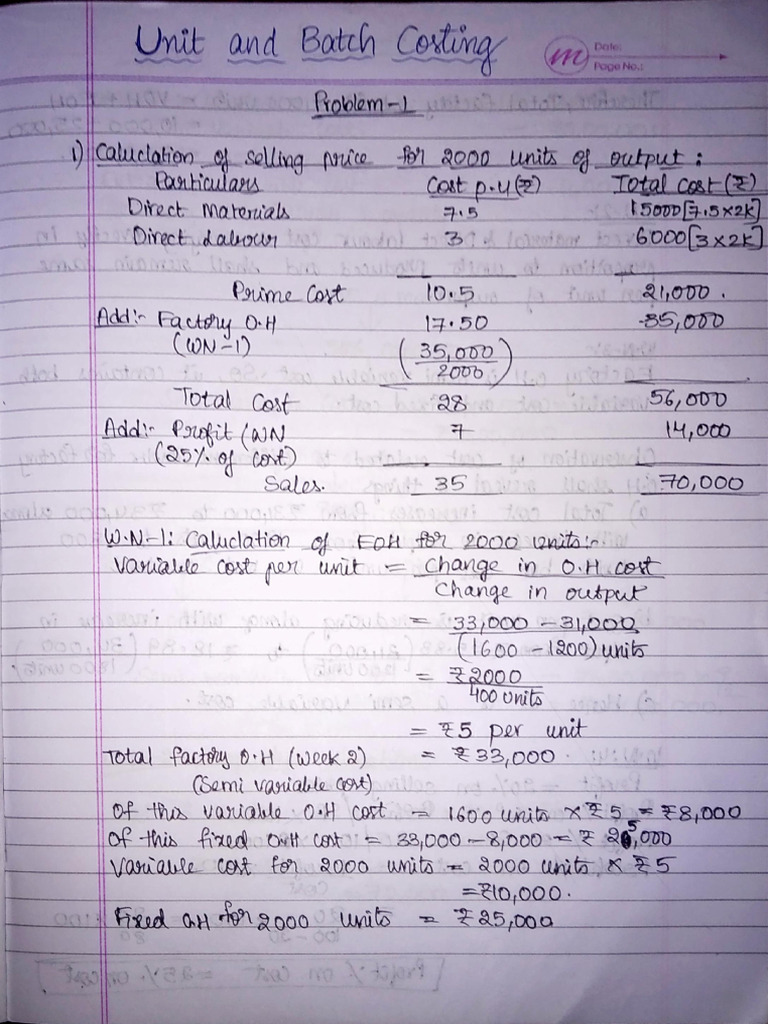 Unit and Batch Costing | PDF