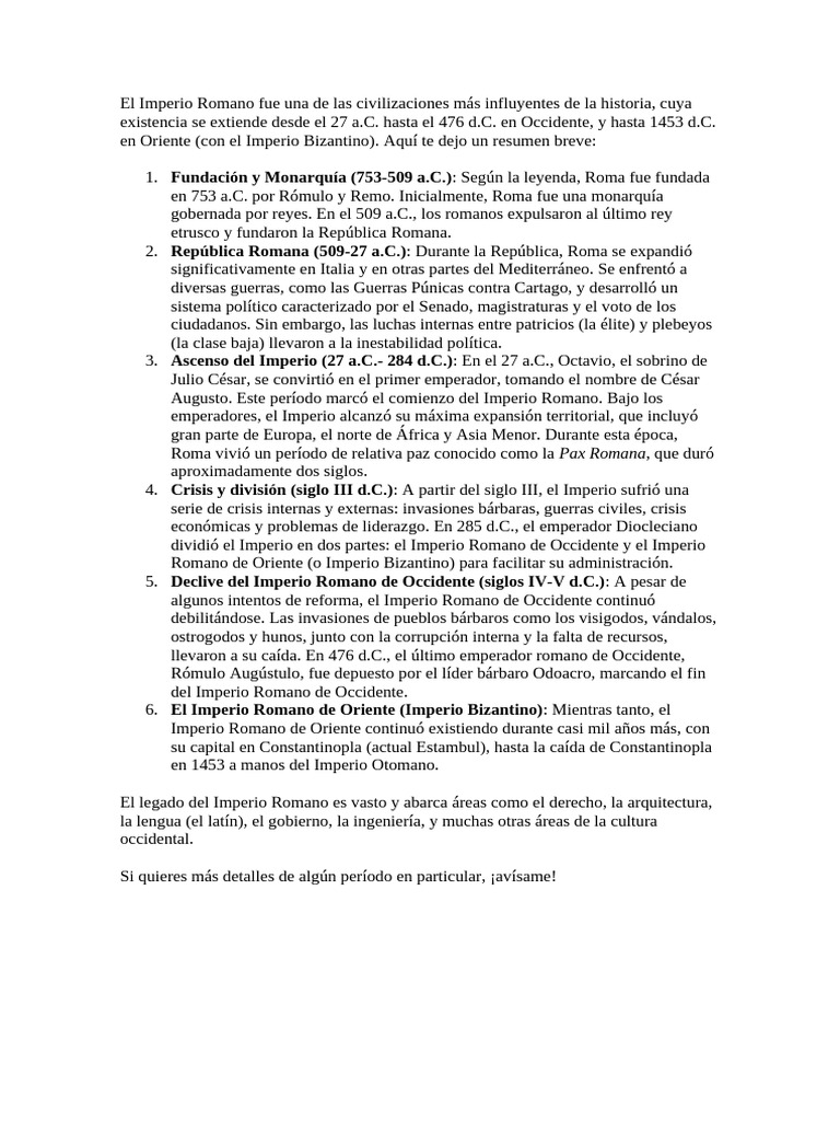 El Imperio Romano | PDF | imperio Bizantino | Roma antigua
