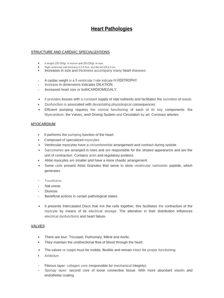 Cardiac Pathology Overview | PDF | Heart | Heart Valve