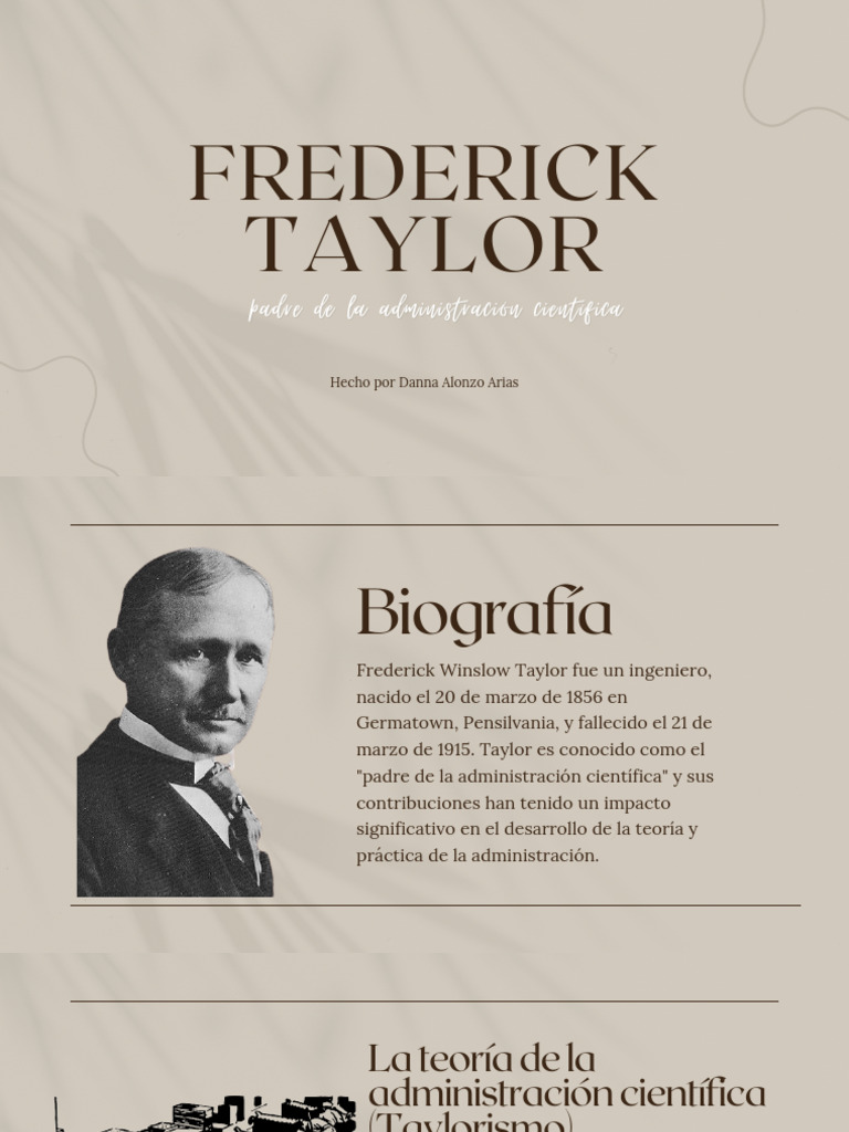 Frederick Taylor y la administración científica | PDF | Division de ...