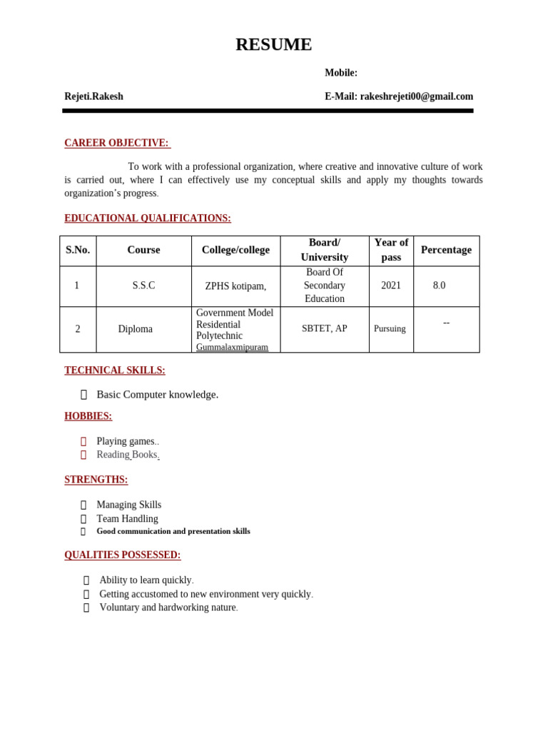 Rakesh resume | PDF