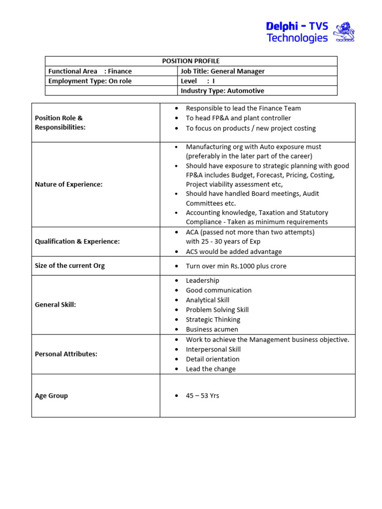 GM-Finance - Delphi TVS | PDF