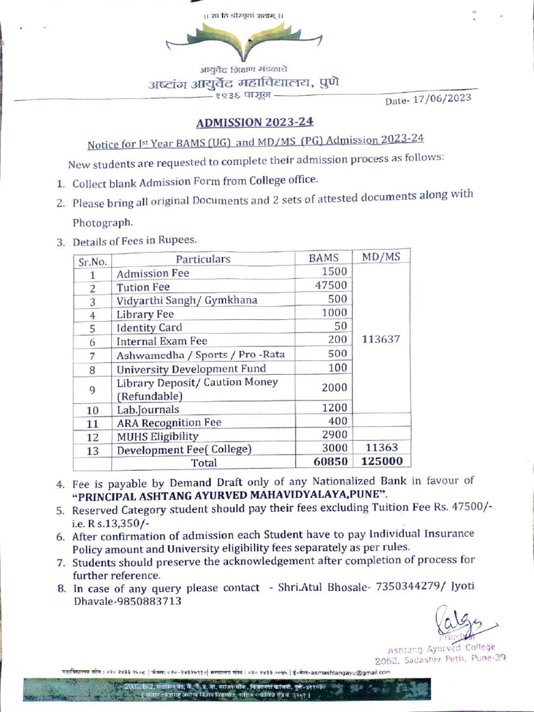 Fee structure UG & PG (2023-24) | PDF