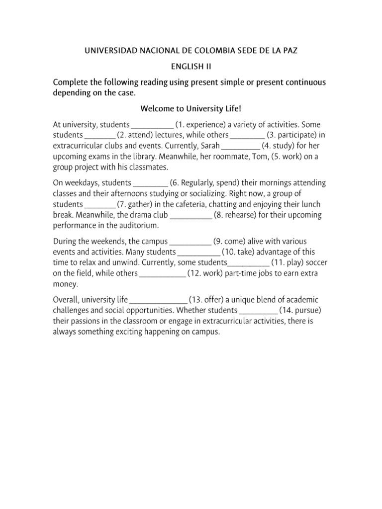 Present Simple VS Present Continuous Cloze Workshop | PDF