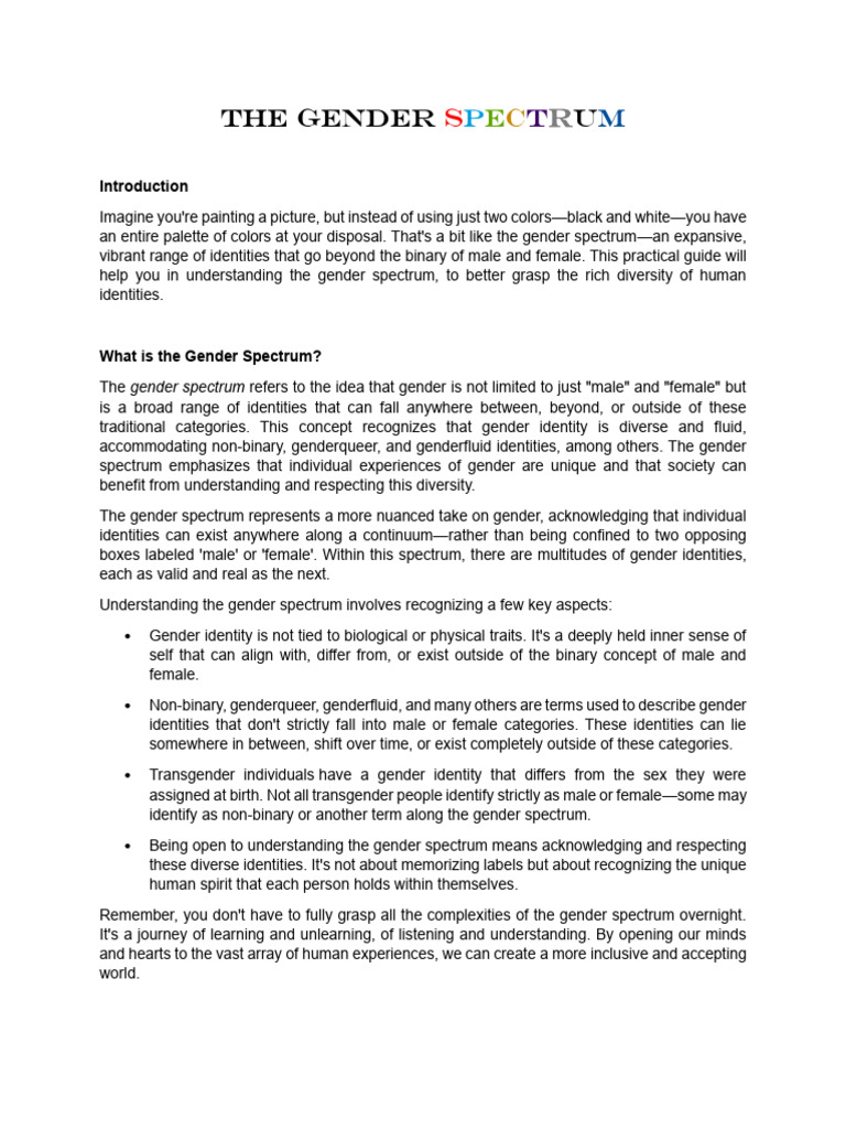 THE GENDER SPECTRUM Handouts | PDF | Gender | Gender Studies