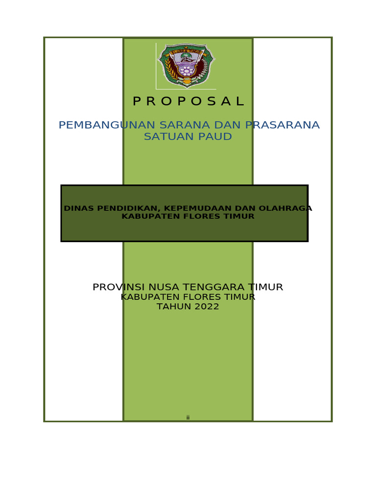Daftar Isi, Kata Pengantar, Cover, Proposal Sarpras Paud | PDF