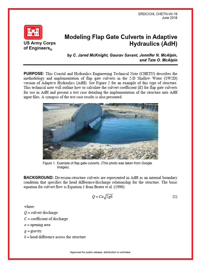Modelling Flap Gates Culverts in Adaptive Hydraulics - Mcknight Et ...