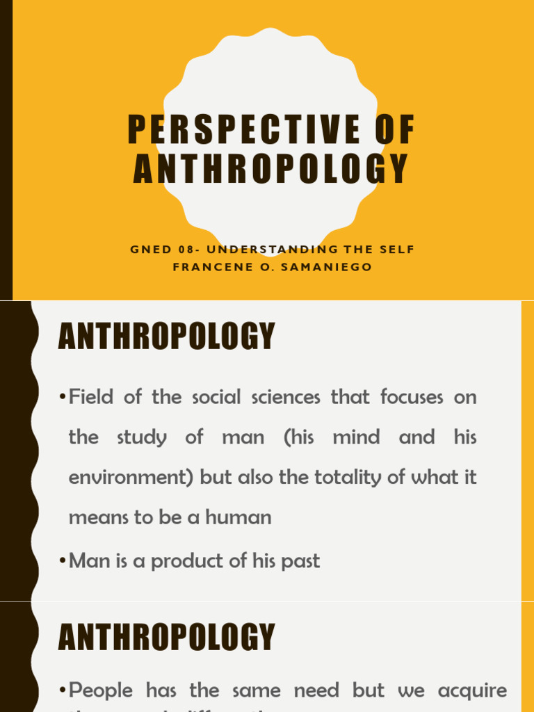 Lesson 03 - Perspective of Anthropology | PDF | Communication ...