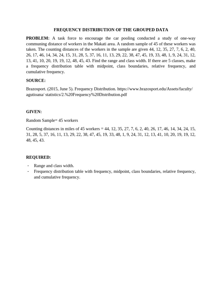 Makati Workers Commute Distance Analysis | PDF