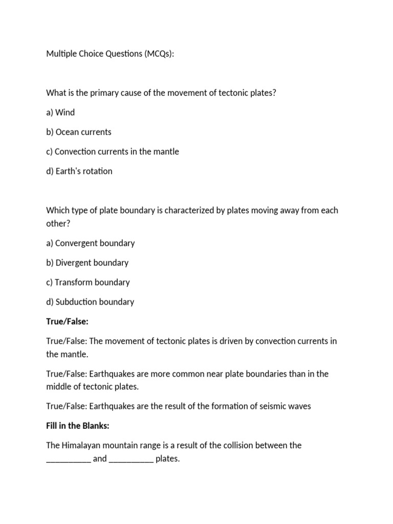 Revision of The Movement of Tectonic Plates | PDF
