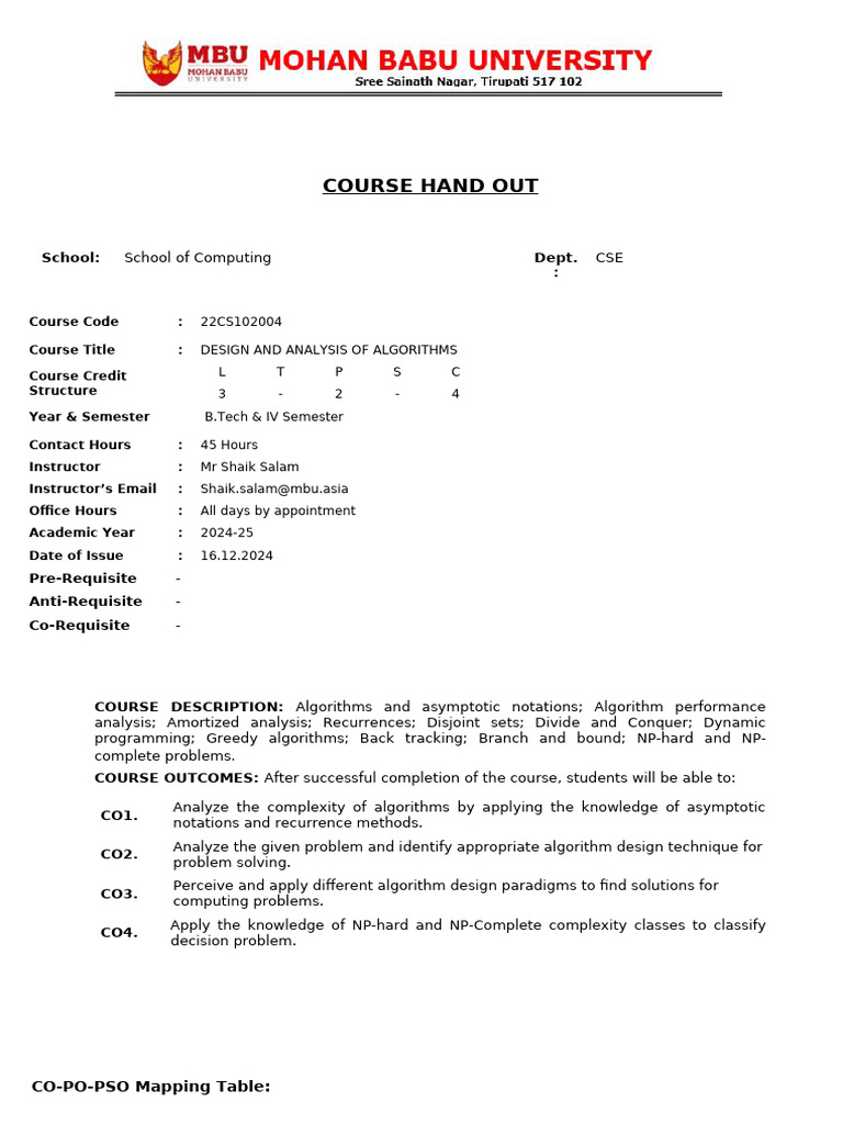 Daa Cho | PDF | Dynamic Programming | Time Complexity