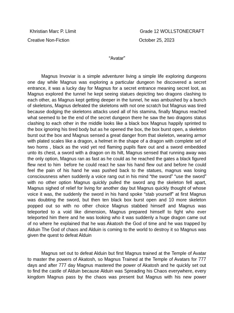 AVATAR STORY CNF | PDF