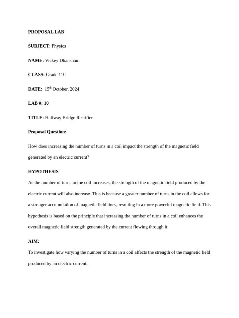 Science Proposal Lab (Physics) | PDF | Inductor | Compass