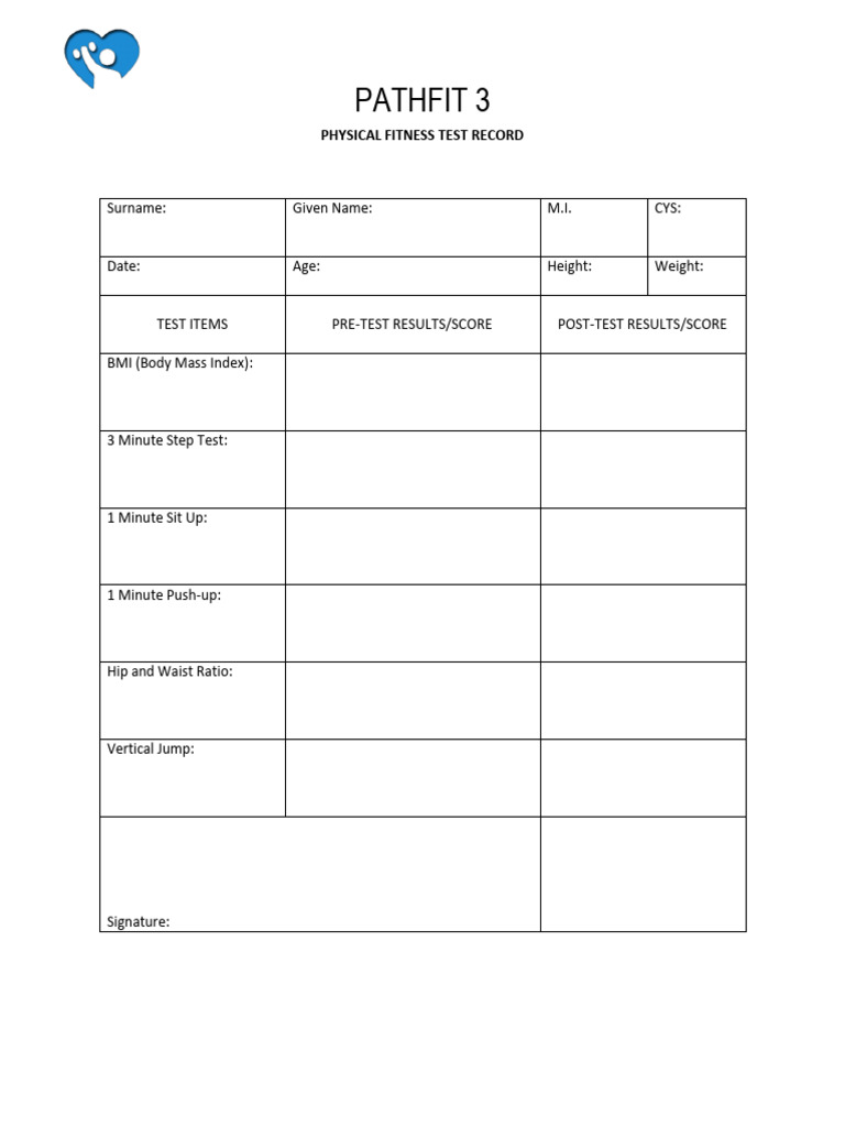 PHYSICAL FITNESS ASSMNT FORM PATHFit 3 | PDF