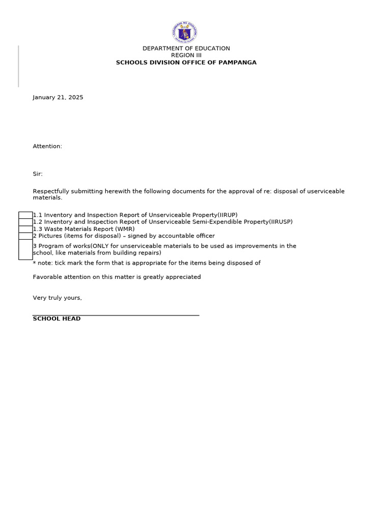 1.request Letter Disposal | PDF