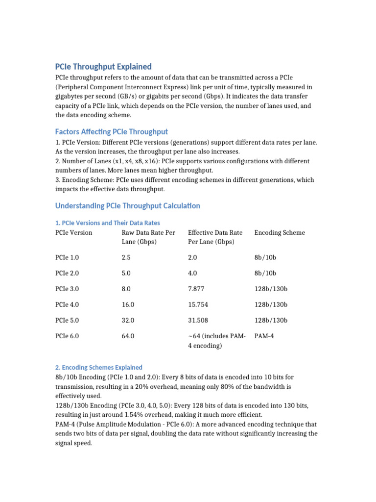 PCIe Throughput Explained | PDF | Bit Rate | Physical Layer Protocols