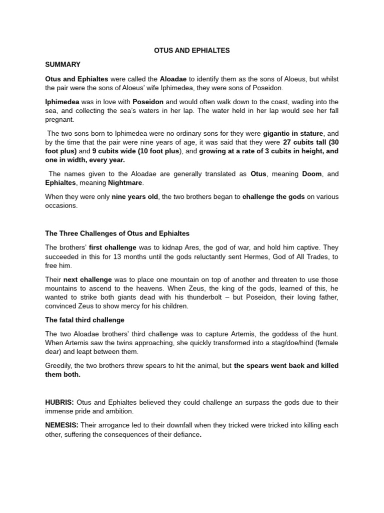 OTUS AND EPHIALTES | PDF