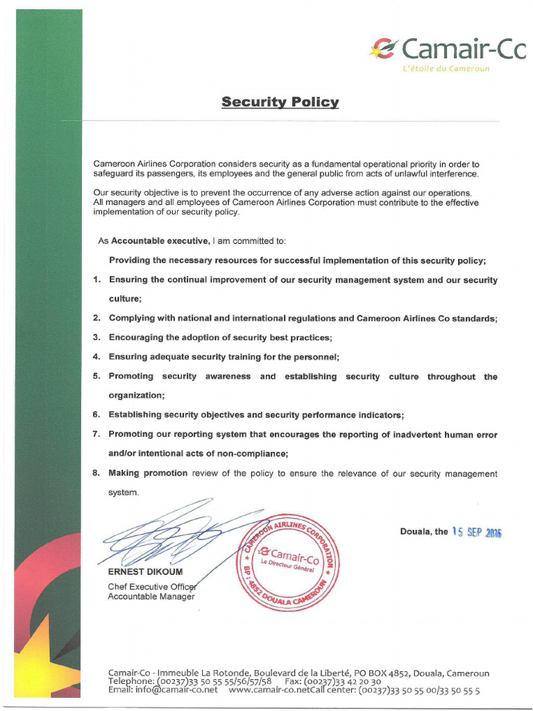 Security Policy Camerco | PDF