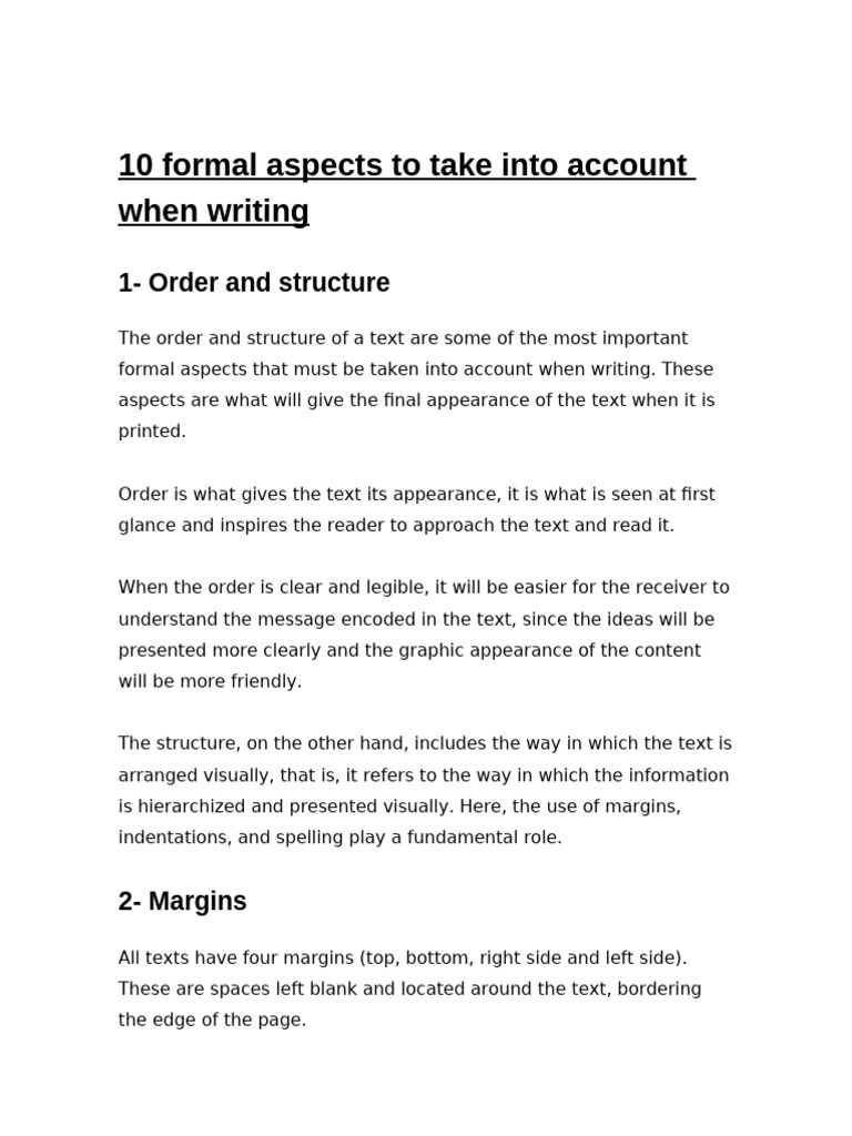 Formal Aspects to Consider During Writing | PDF | Paragraph | Punctuation